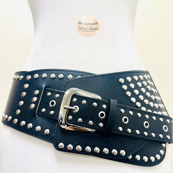 Accessories | Black And Silver Studded Leather Belt With A Punk Goth ...